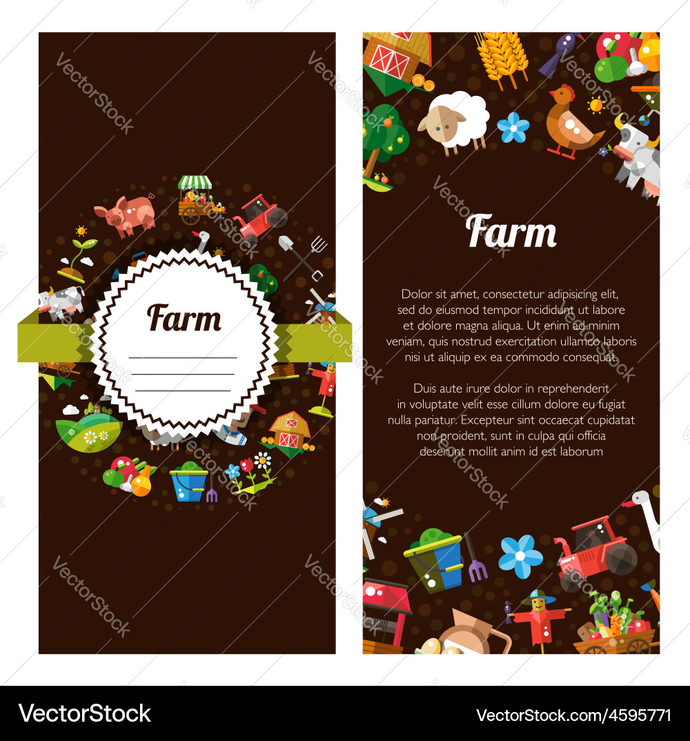 Flyer template of modern flat design farm Vector Image