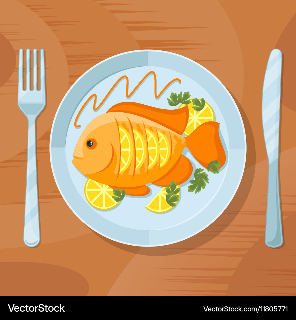 Fresh fish healthy dinner delicious dish Vector Image