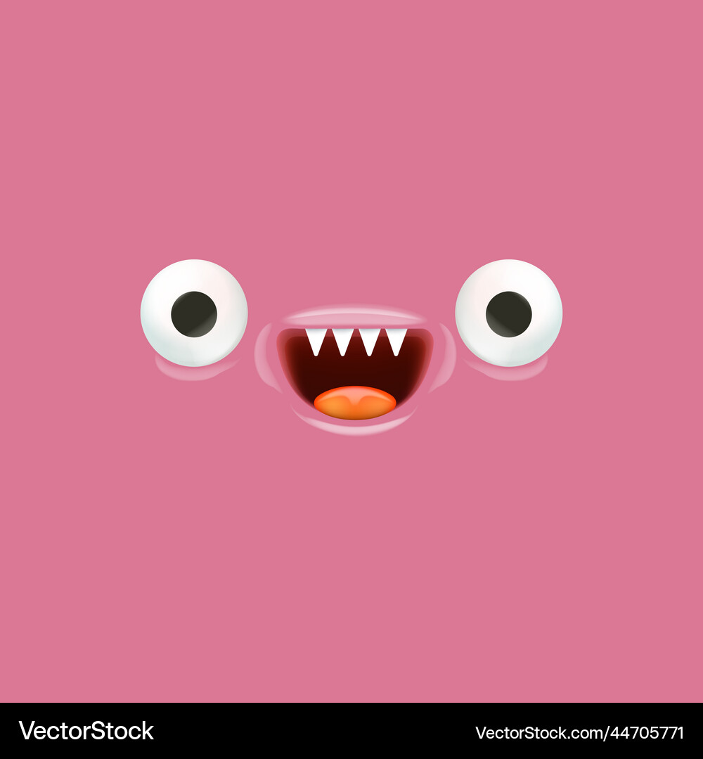 Funny pink monster face with open mouth Royalty Free Vector