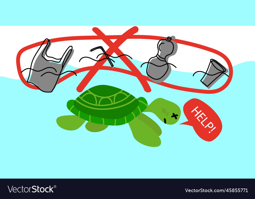 Help save turtle Royalty Free Vector Image - VectorStock