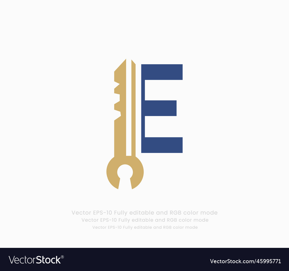 Letter e key logo Royalty Free Vector Image - VectorStock