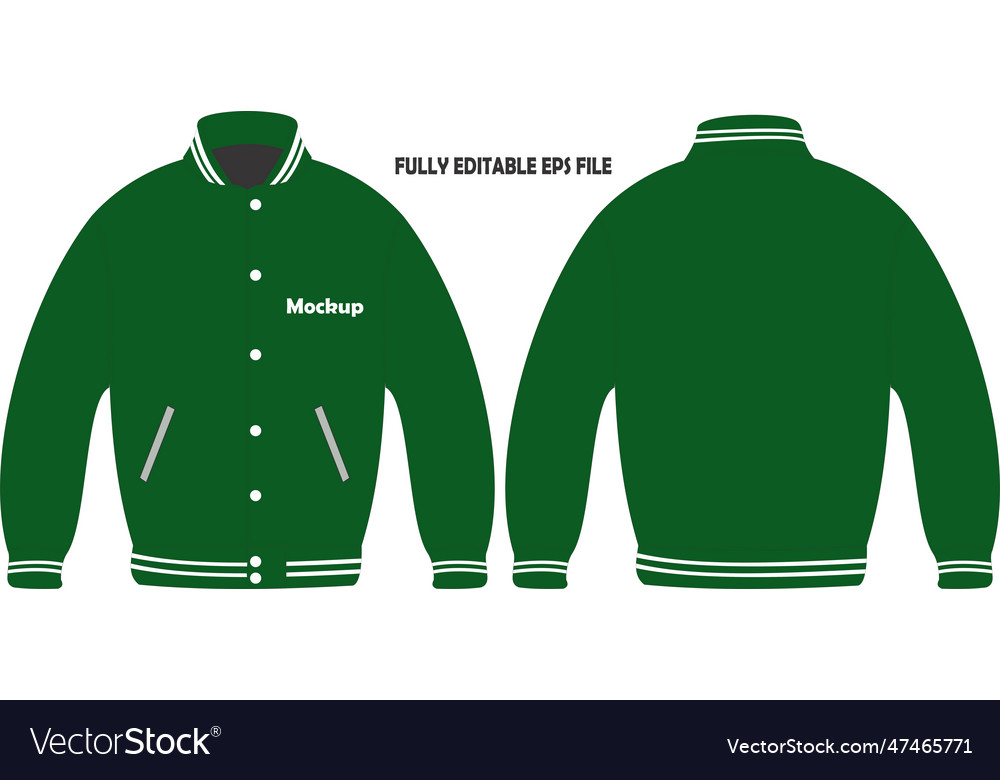 Men varsity jacket mock up Royalty Free Vector Image