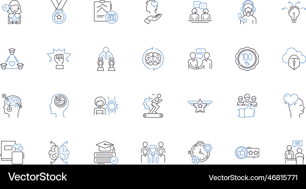 Mutual exploring line icons collection adventure Vector Image