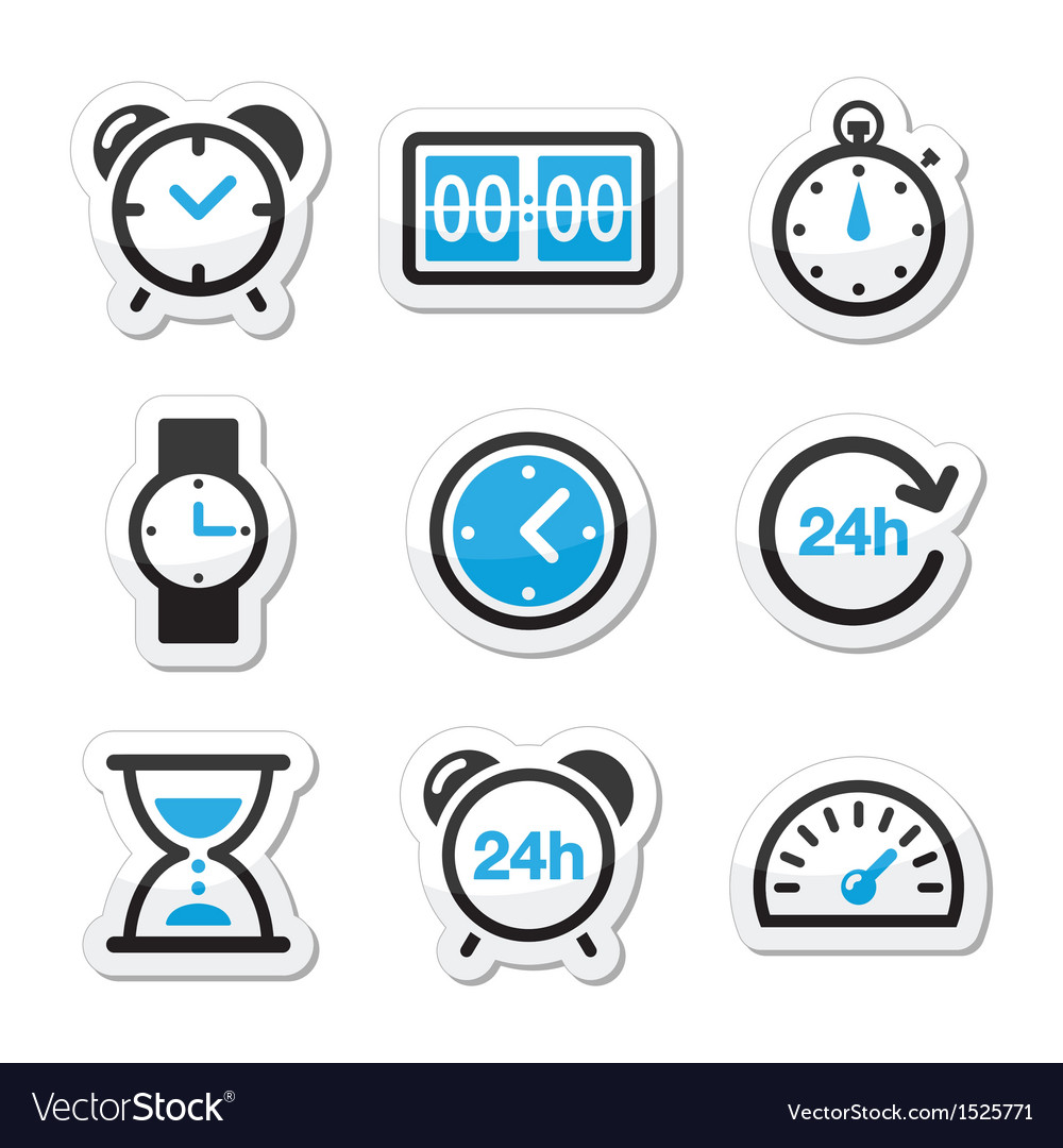 Time clock icons set Royalty Free Vector Image Time clock icons set Royalty Free Vector Image
