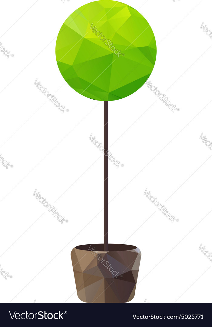 Triangle tree in pot Royalty Free Vector Image