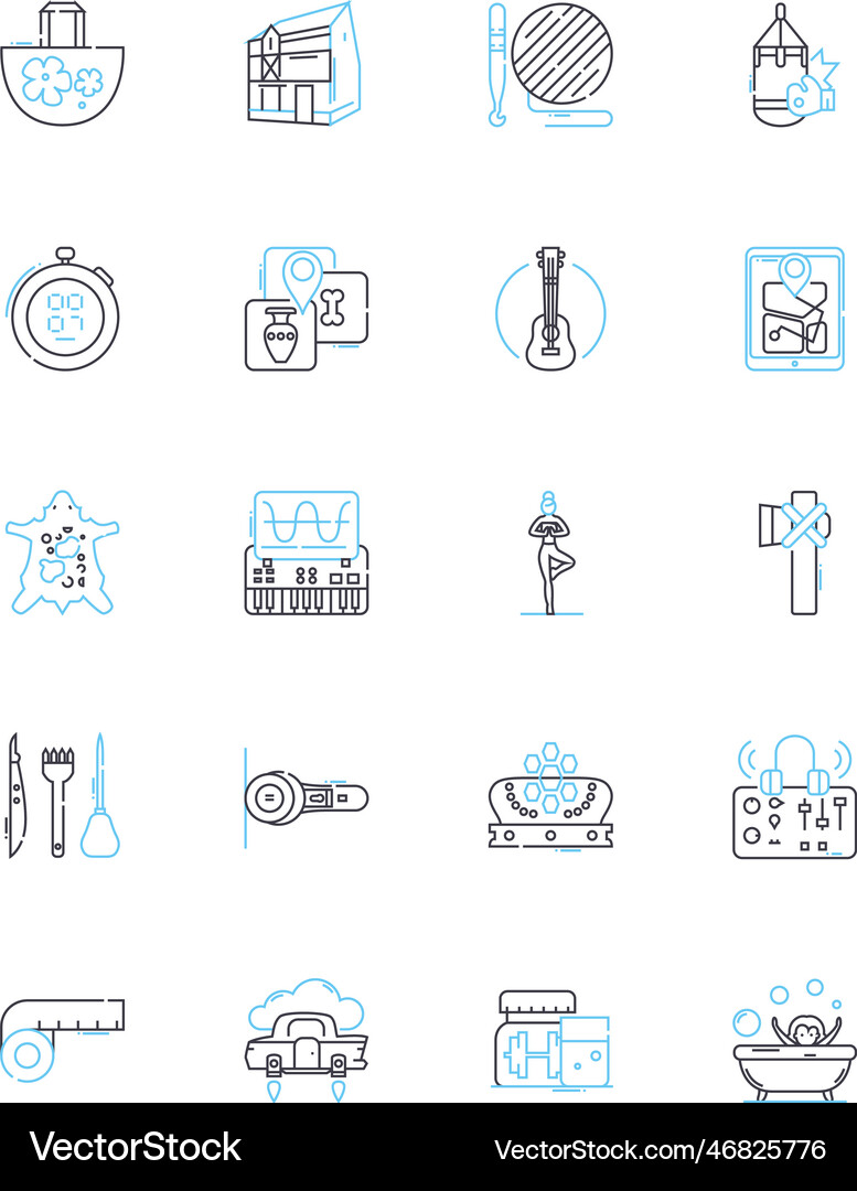 Backcountry journey linear icons set wilderness Vector Image