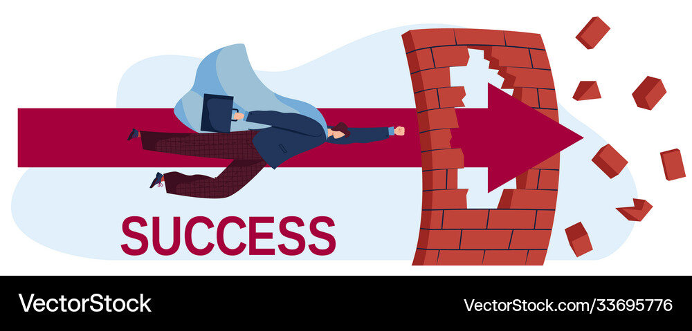Business success flat cartoon Royalty Free Vector Image
