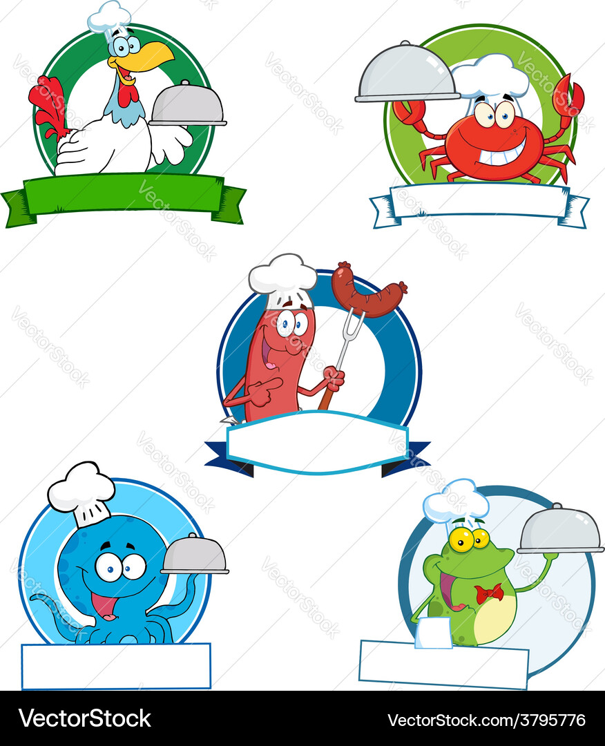 Cartoon animals with food Royalty Free Vector Image