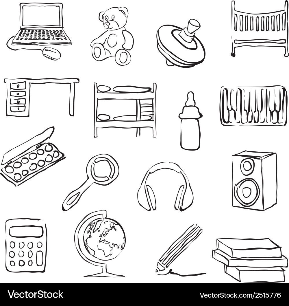 Children room doodle images Royalty Free Vector Image
