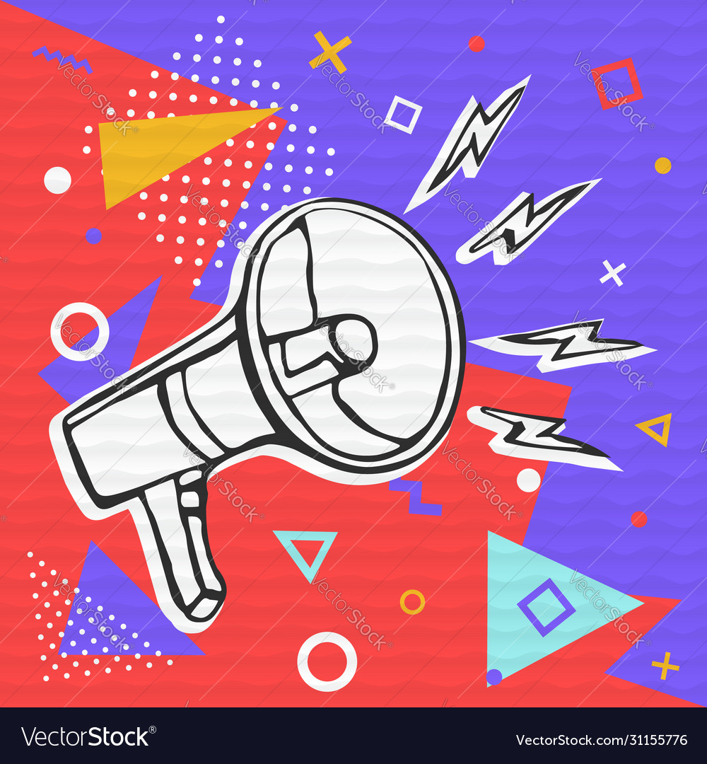 Colorful megaphone cartoon for fun announcement Vector Image Colorful megaphone cartoon for fun announcement Vector Image