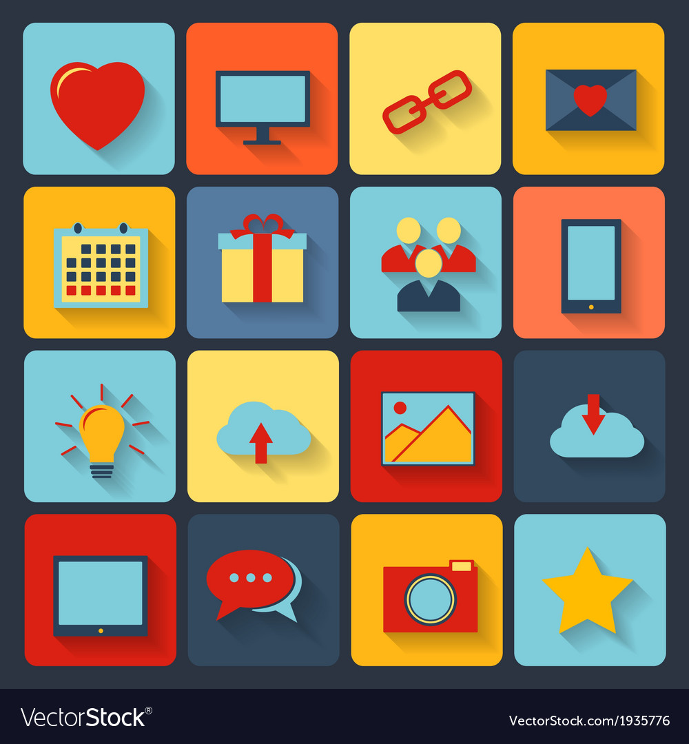 Flat set of modern icons Royalty Free Vector Image
