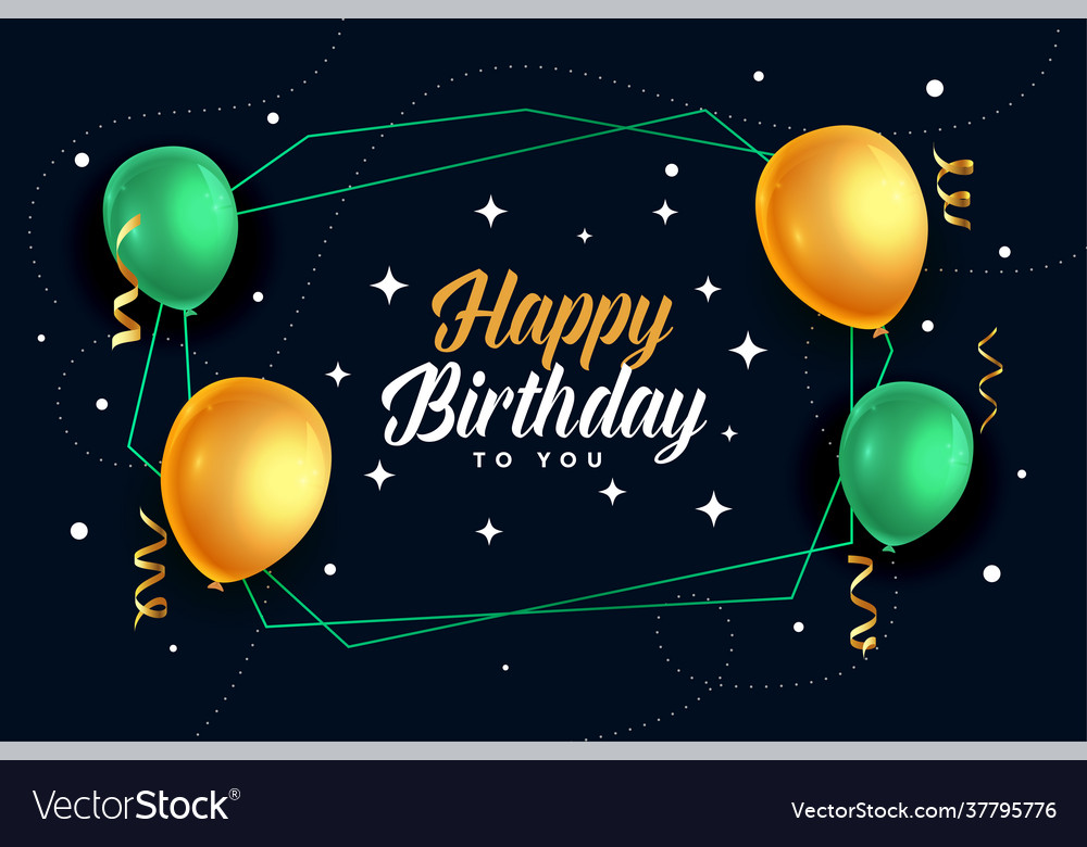 Happy birthday realistic balloons card design Vector Image