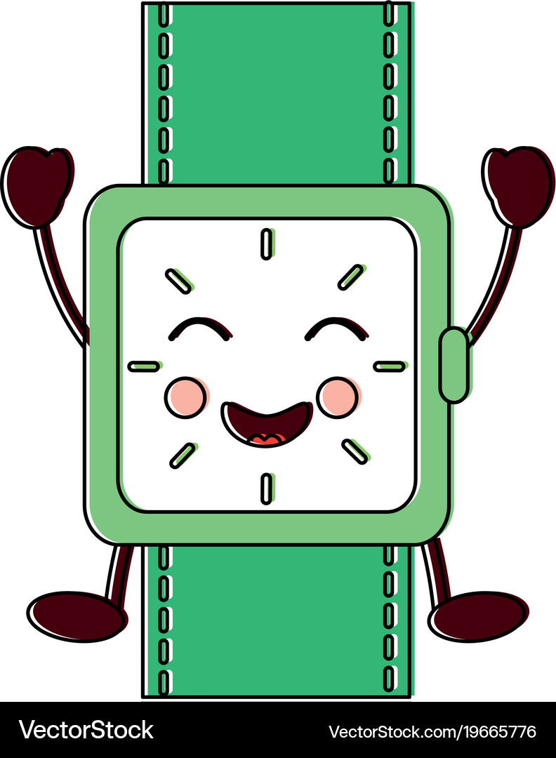 Happy watch kawaii icon image Royalty Free Vector Image