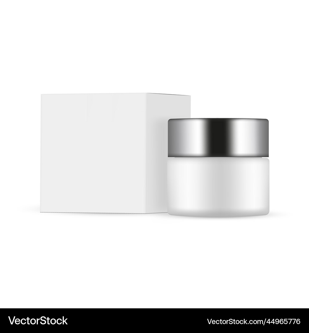 Jar with metal cap and paper packaging box Vector Image