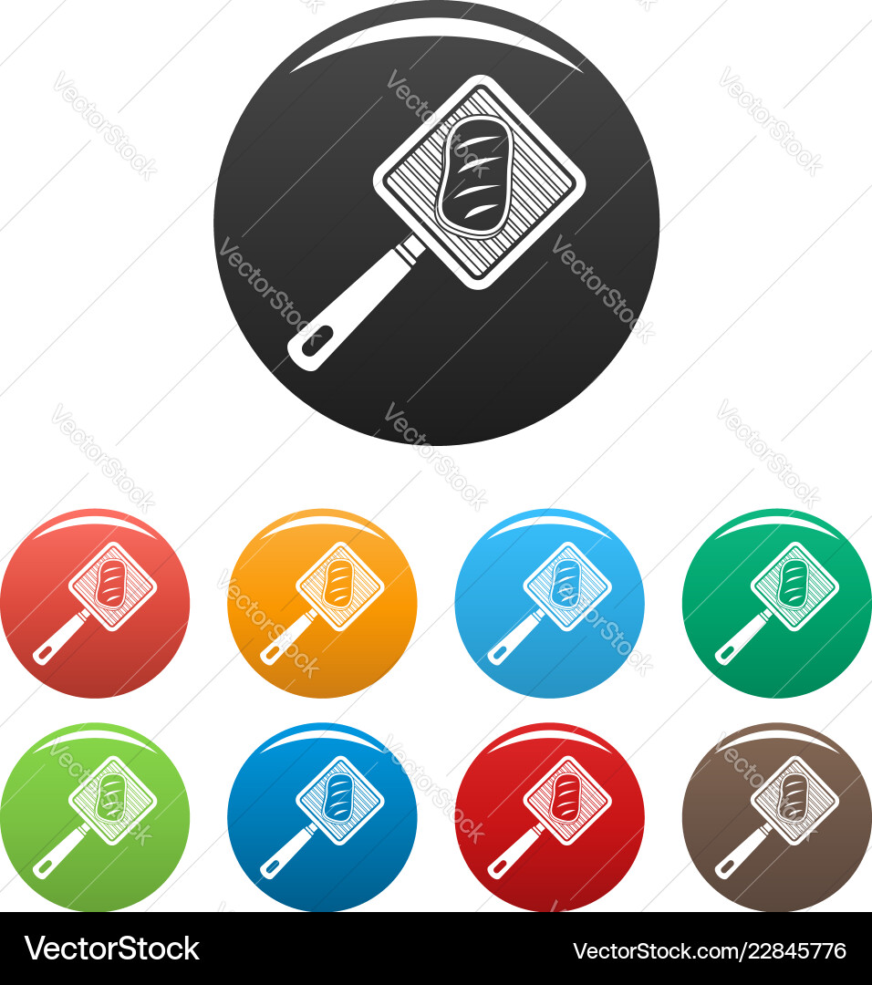 Meat grill icons set color Royalty Free Vector Image