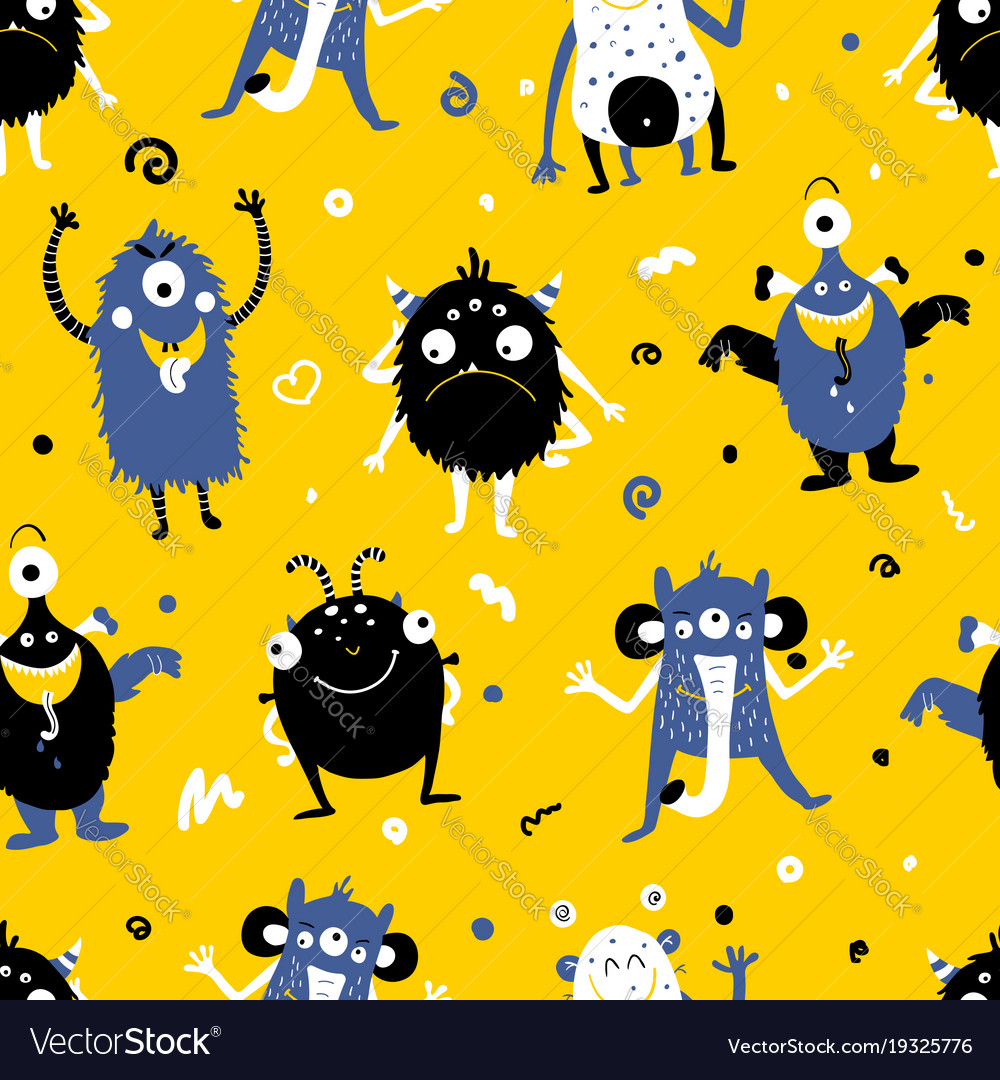 Monsters pattern Royalty Free Vector Image - VectorStock