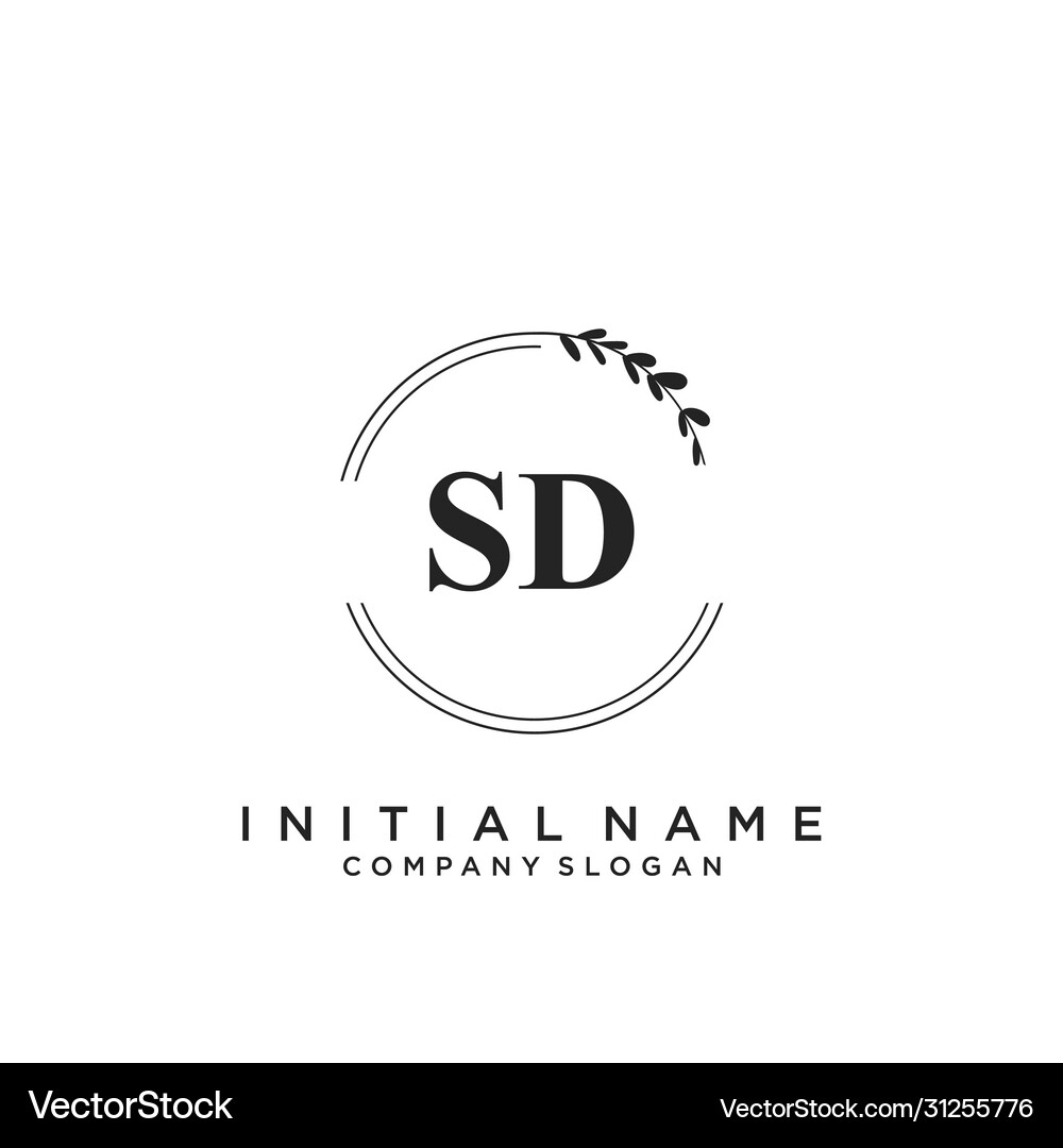 Sd initial handwriting logo design Royalty Free Vector Image