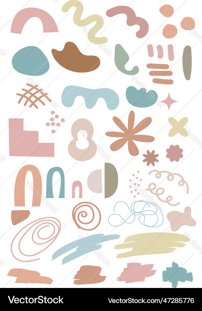 Set of abstract shapes and objects minimalistic Vector Image
