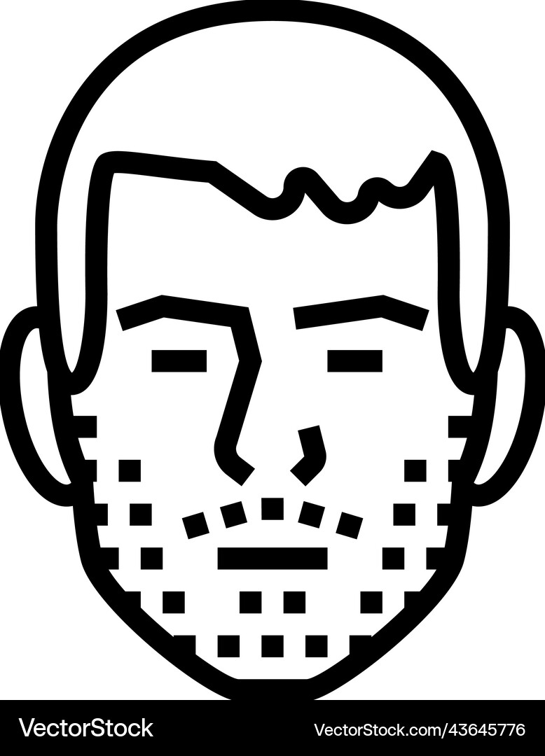 Stubble beard hair style line icon Royalty Free Vector Image