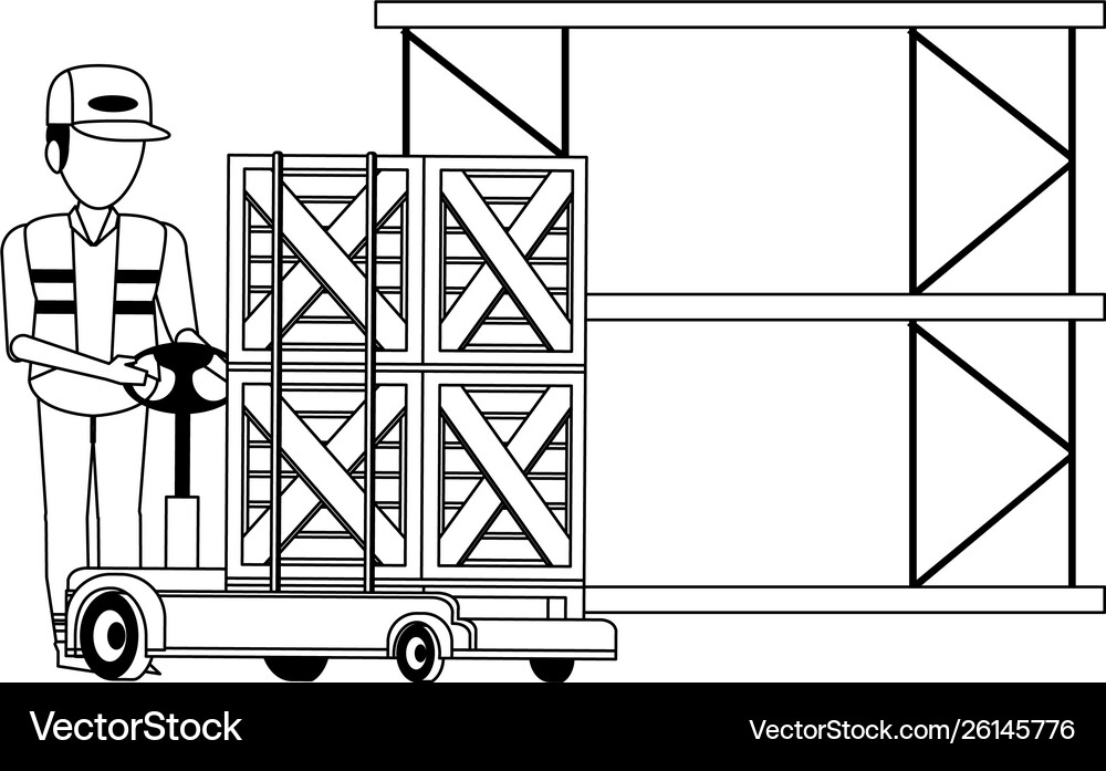 Warehouse worker logistics job concept in black Vector Image