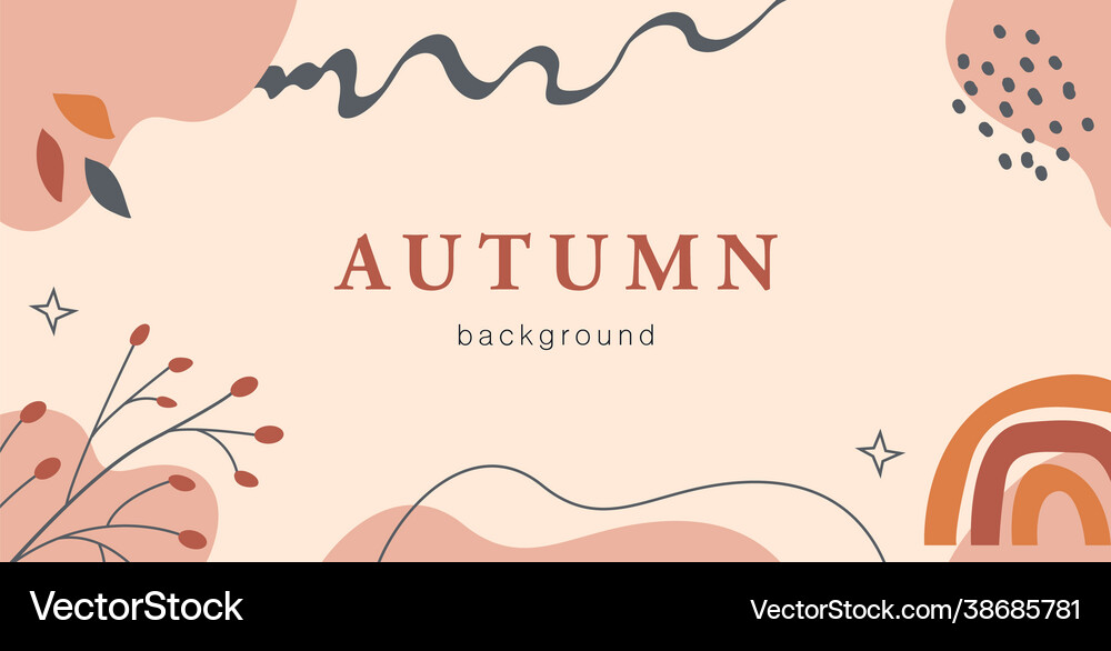 Boho autumn horizontal banner template trendy Vector Image