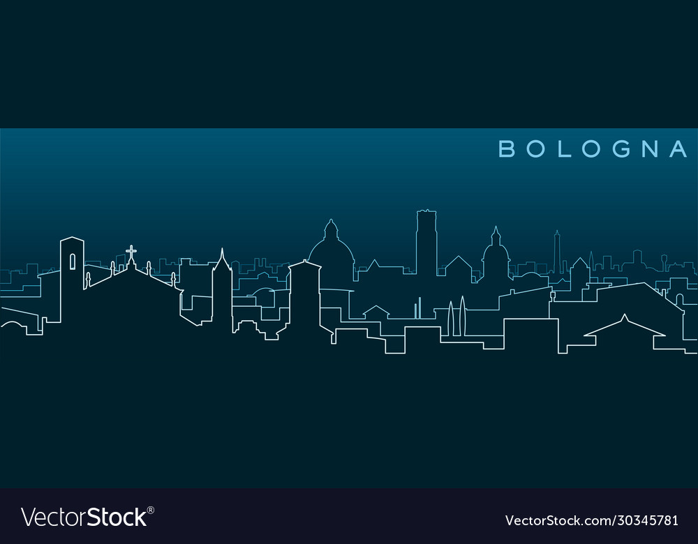 Bologna multiple lines skyline and landmarks Vector Image
