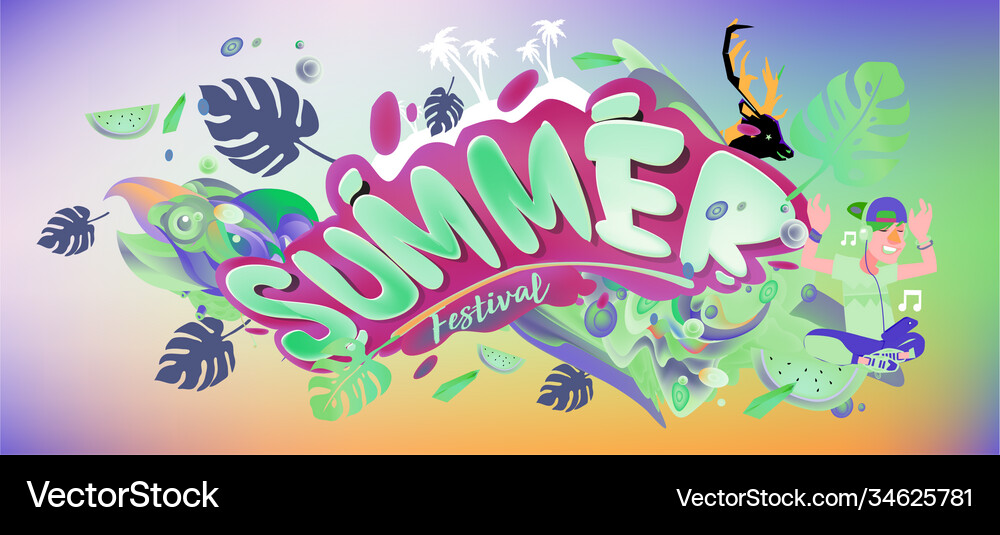 Colorful summer banner tropical background Vector Image