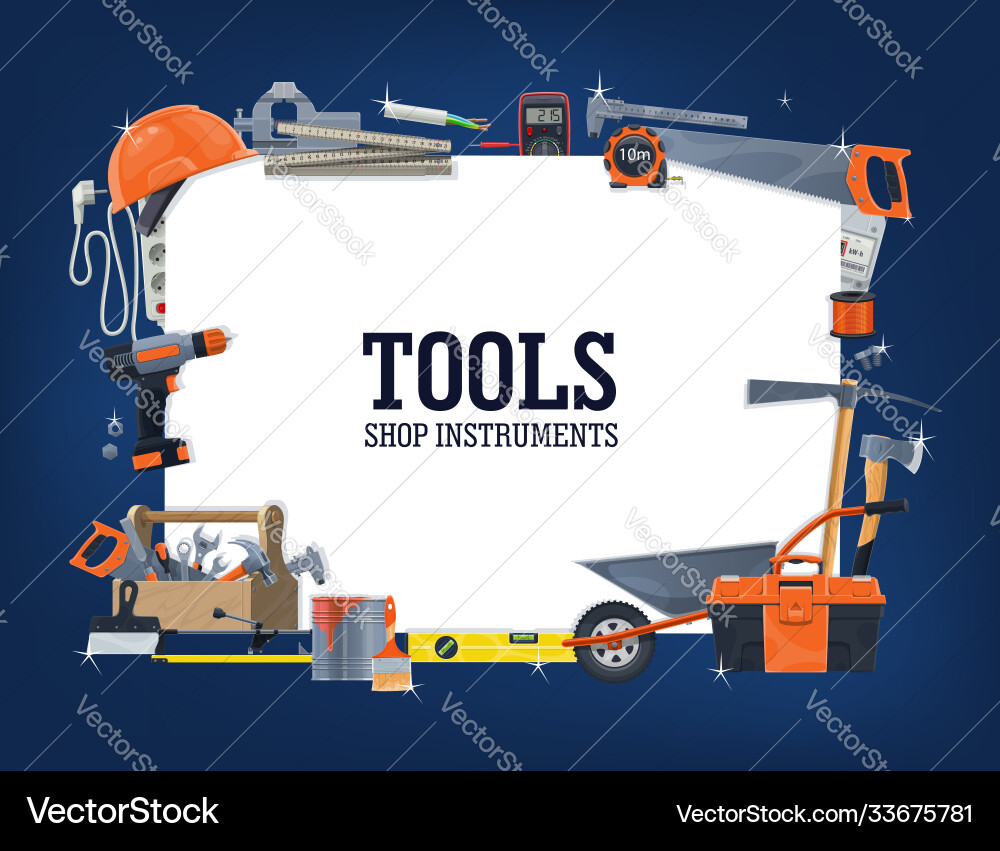 Construction home repair tools shop banner Vector Image