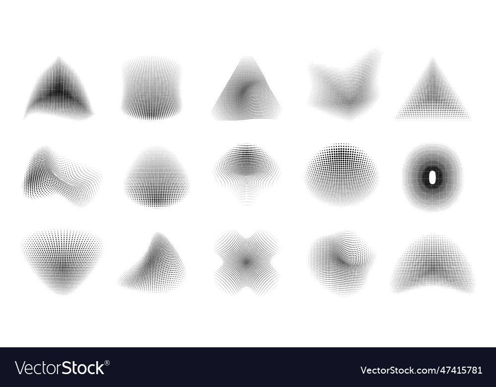 Halftone shapes abstract linear dot pattern Vector Image
