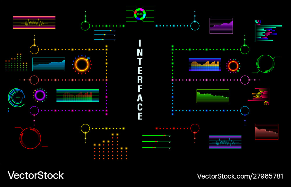 Hud colorful virtual infographic screen isolated Vector Image