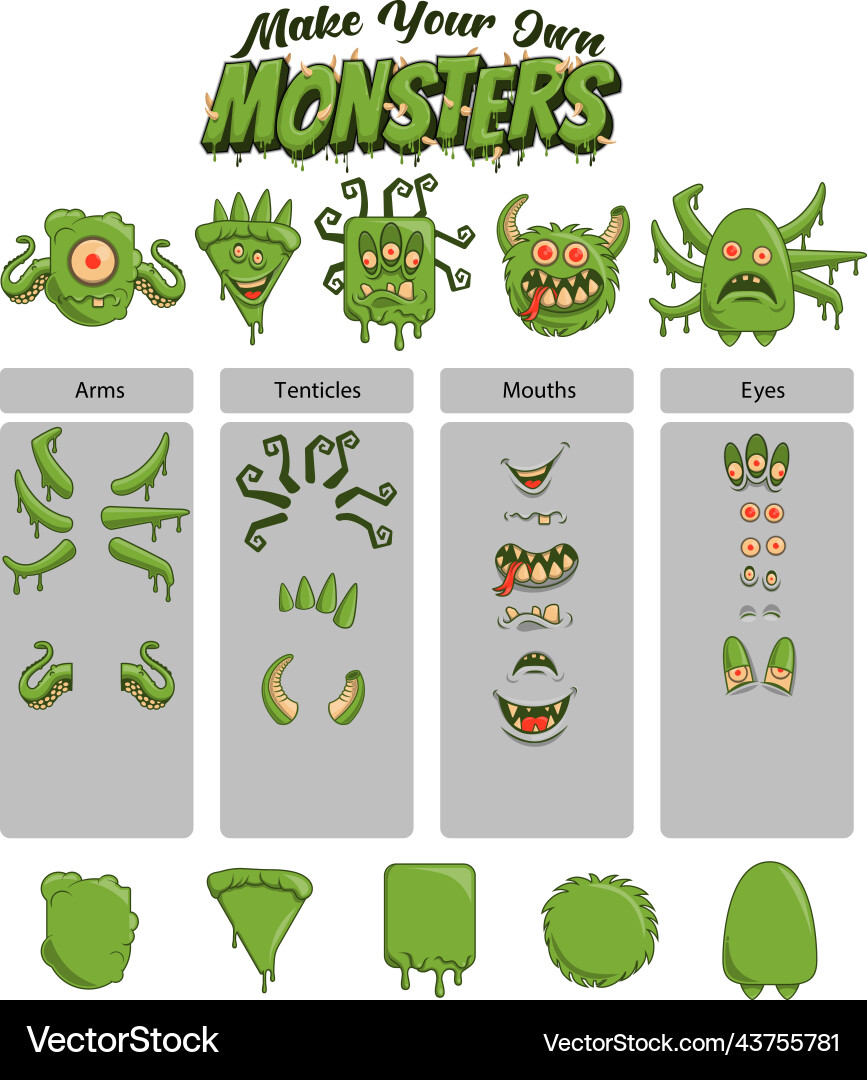 Make your own monster - a art collection Vector Image