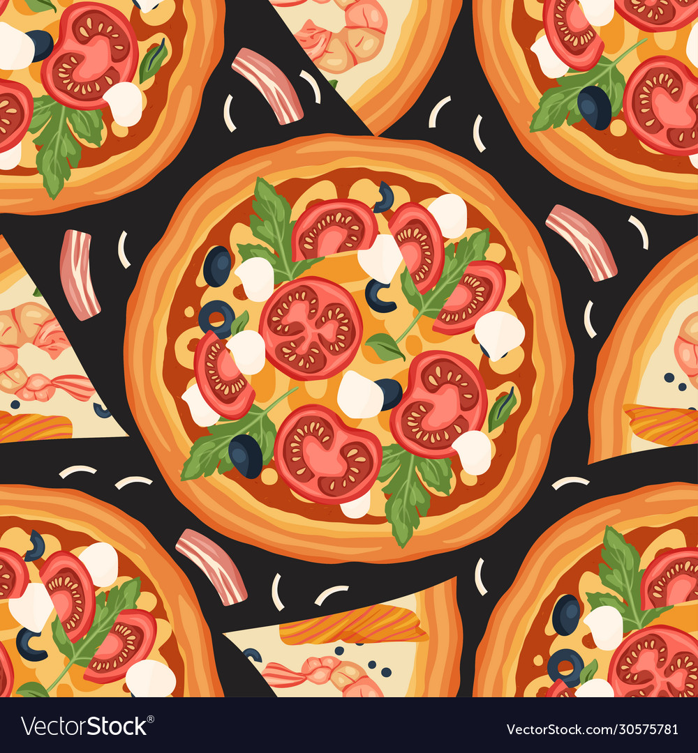 Pizza seamless pattern Royalty Free Vector Image