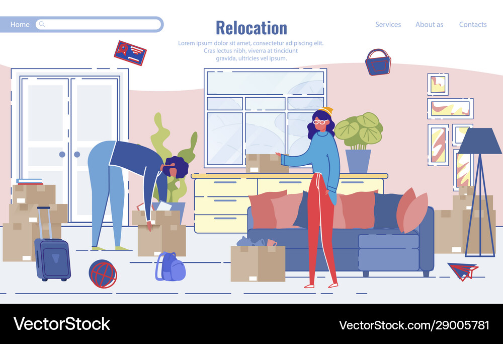 Relocation and home moving service landing page Vector Image