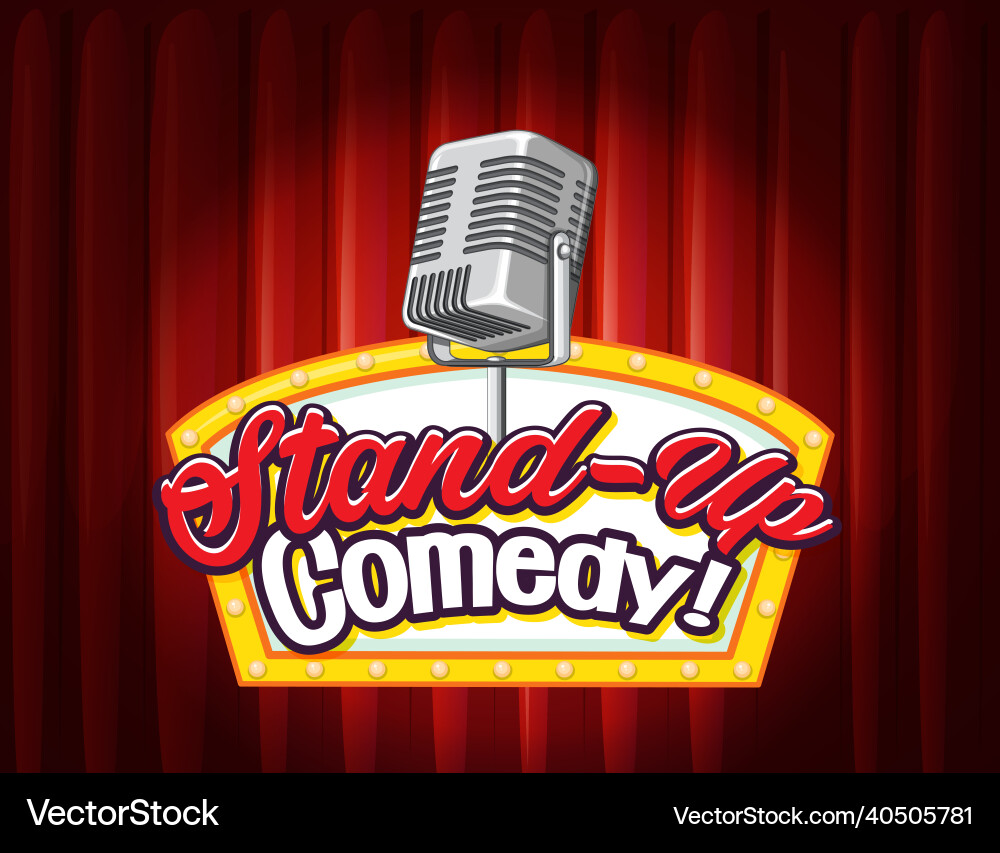 Stand up comedy banner with vintage microphone Vector Image
