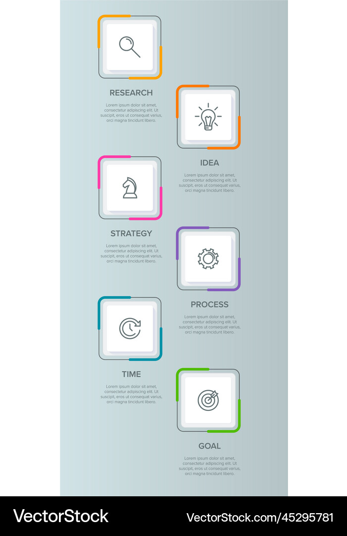 Vertical infographic design with icons and 6 Vector Image