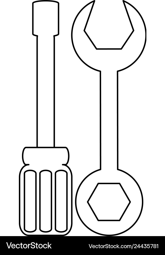 Wrench and screwdriver tool symbol in black Vector Image