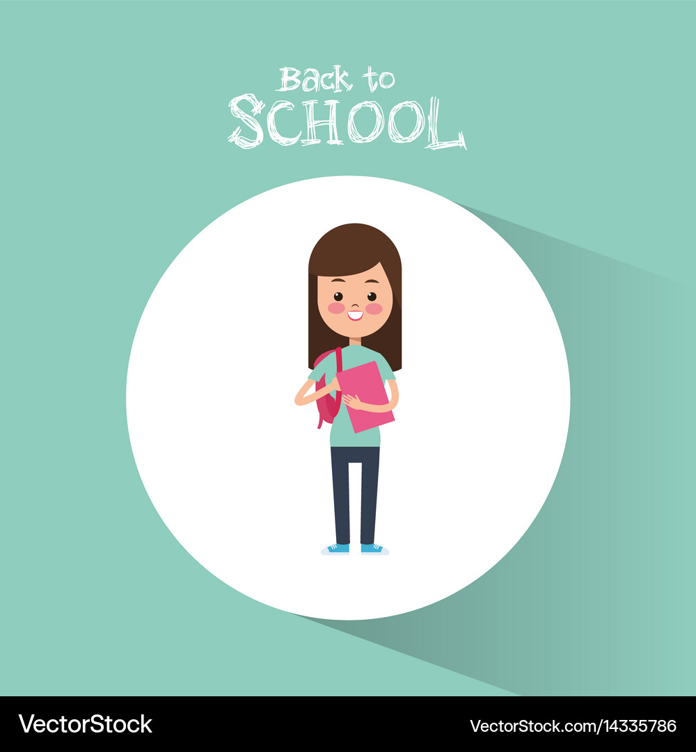 Back to school cute student girl book ready study Vector Image