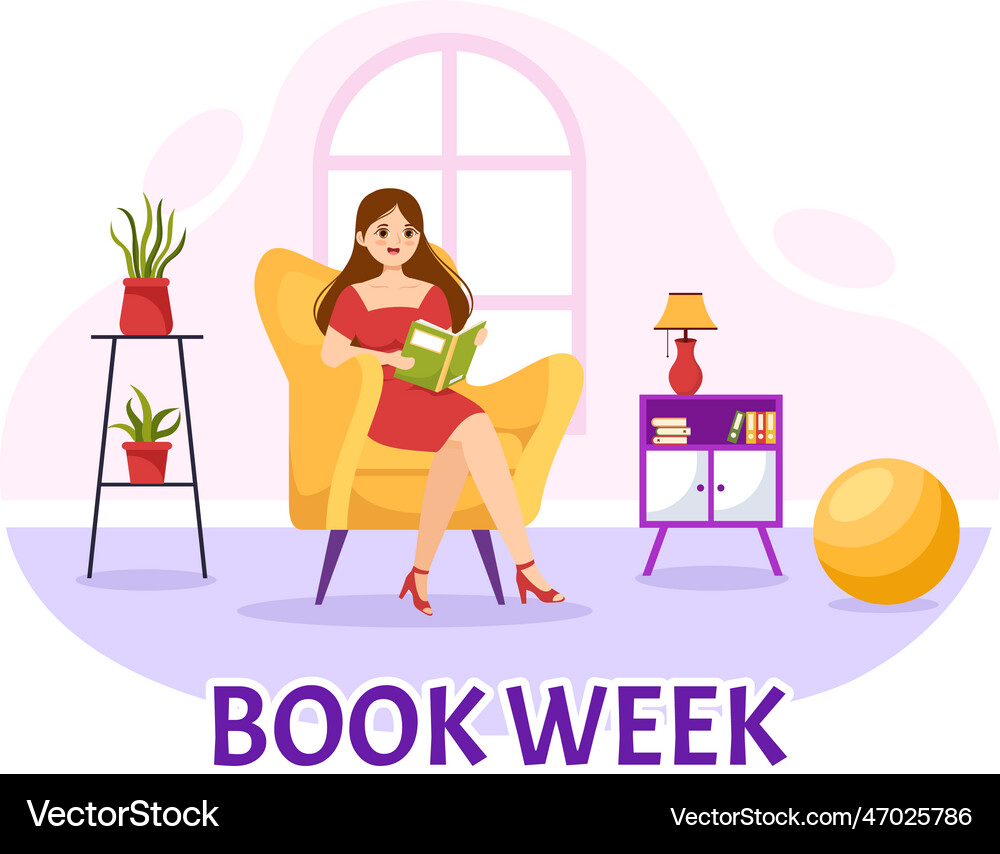 Book week events with people reading or students Vector Image