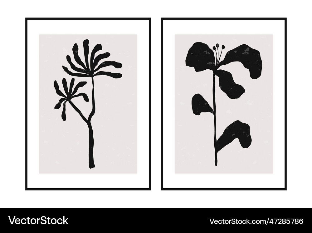Botanical posters abstract flowers contemporary Vector Image