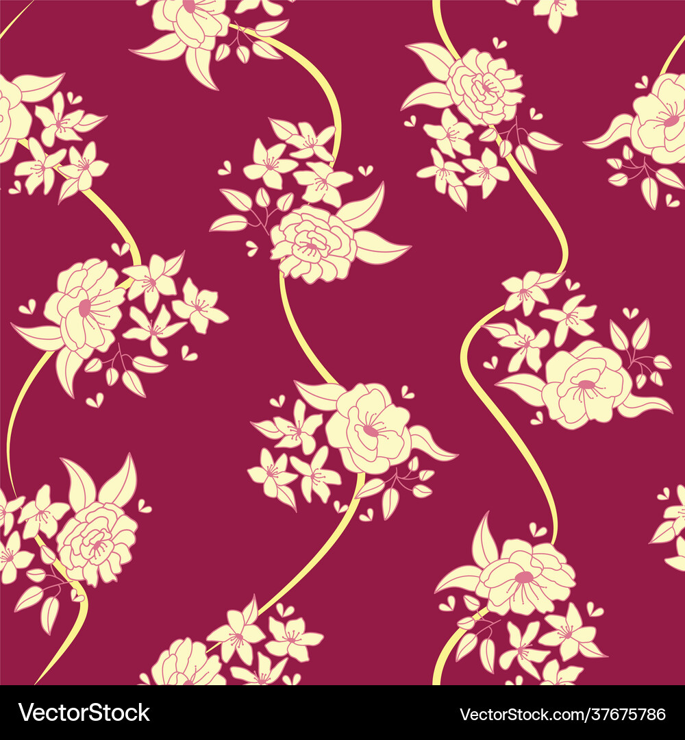 Cream and pink bouquets and ribbons pattern Vector Image
