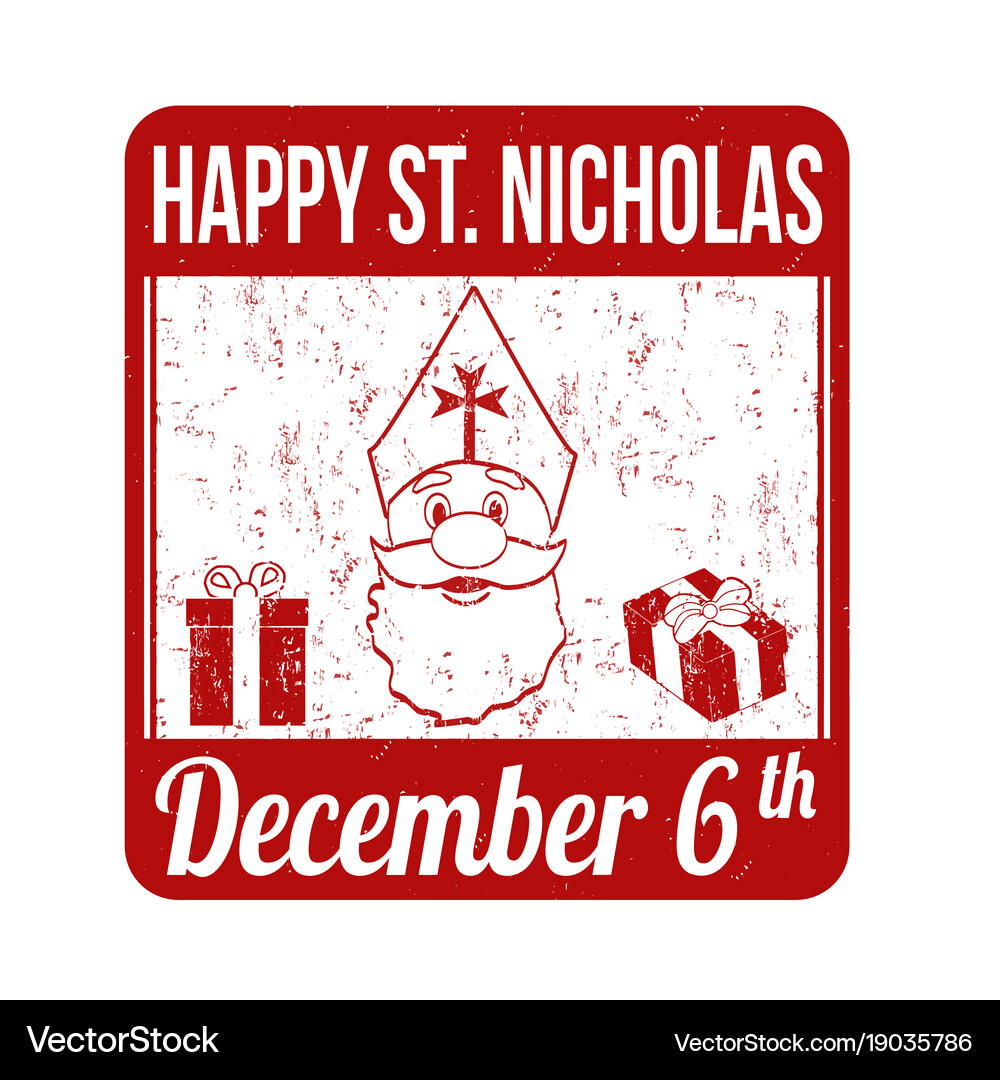 Happy saint nicholas stamp Royalty Free Vector Image
