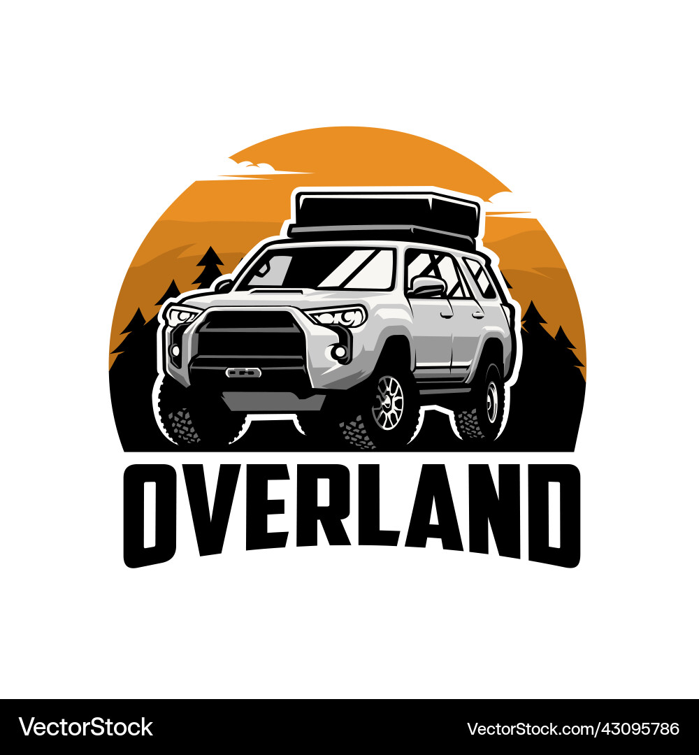 Overland suv in wanderlust scenery Royalty Free Vector Image