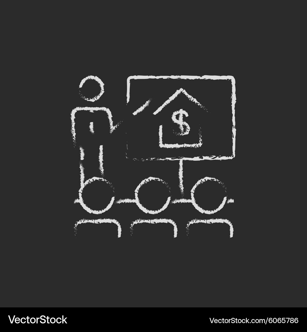 Real estate training icon drawn in chalk Vector Image