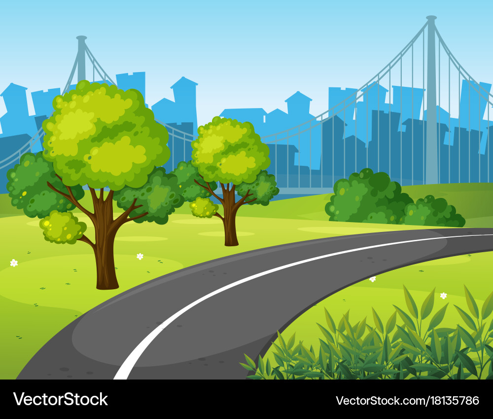 Road in city park Royalty Free Vector Image - VectorStock