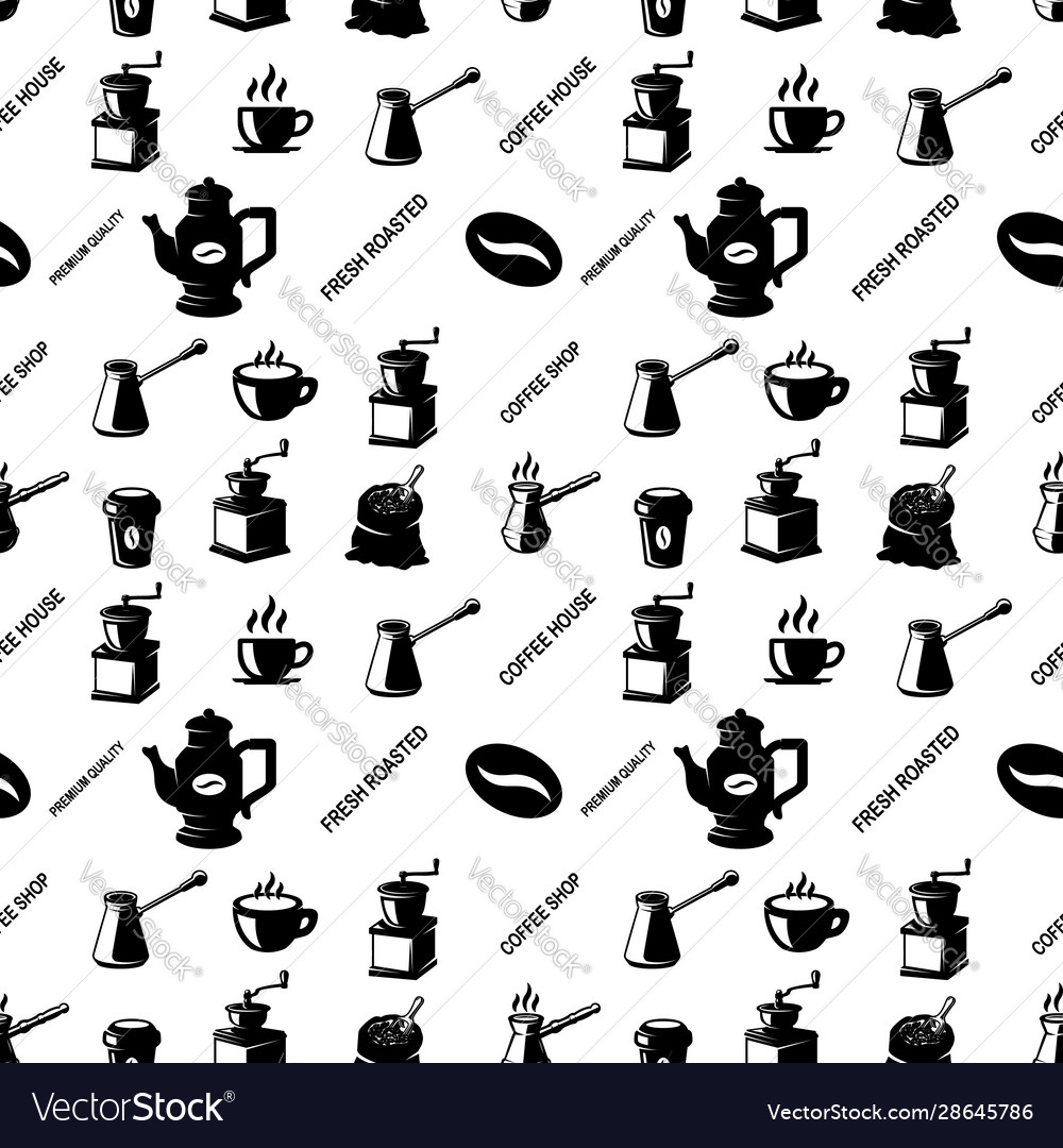 Seamless pattern with coffee design elements Vector Image