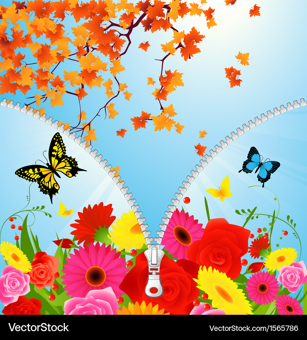 Summer autumn season change Royalty Free Vector Image