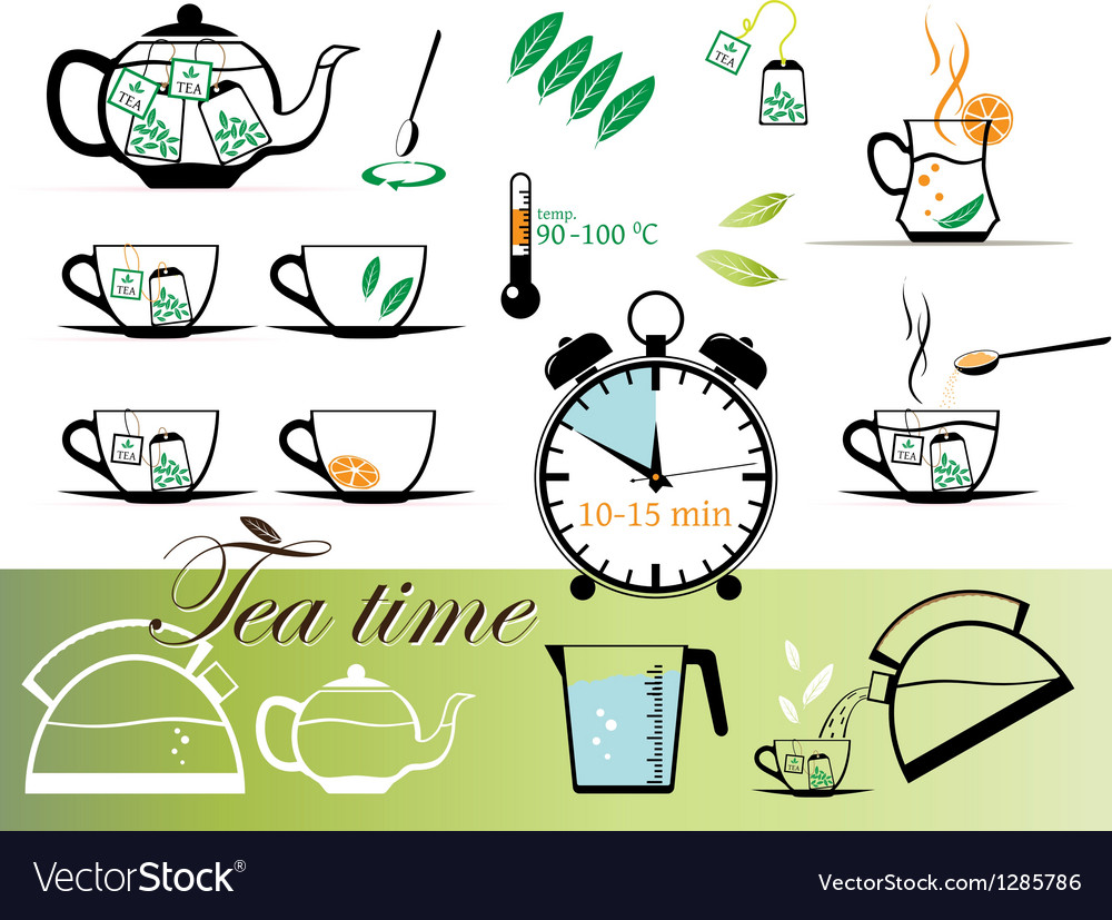 Tea time set Royalty Free Vector Image - VectorStock