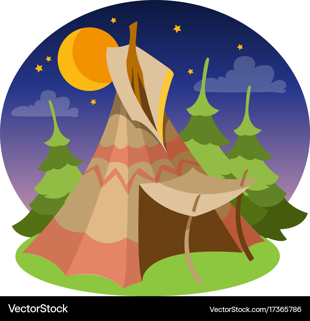 Tepee traditional accommodation forest indians Vector Image