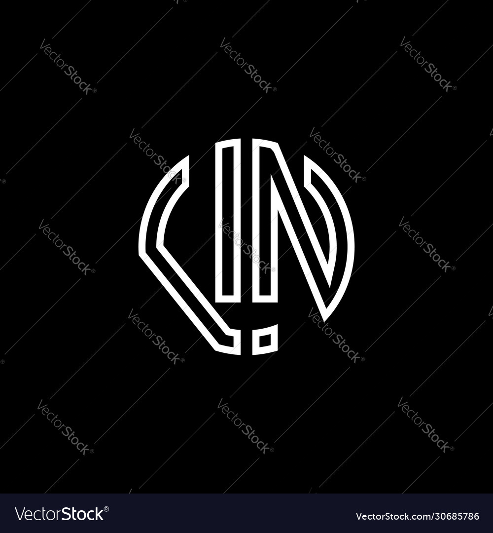 Vn monogram logo circle ribbon style outline Vector Image