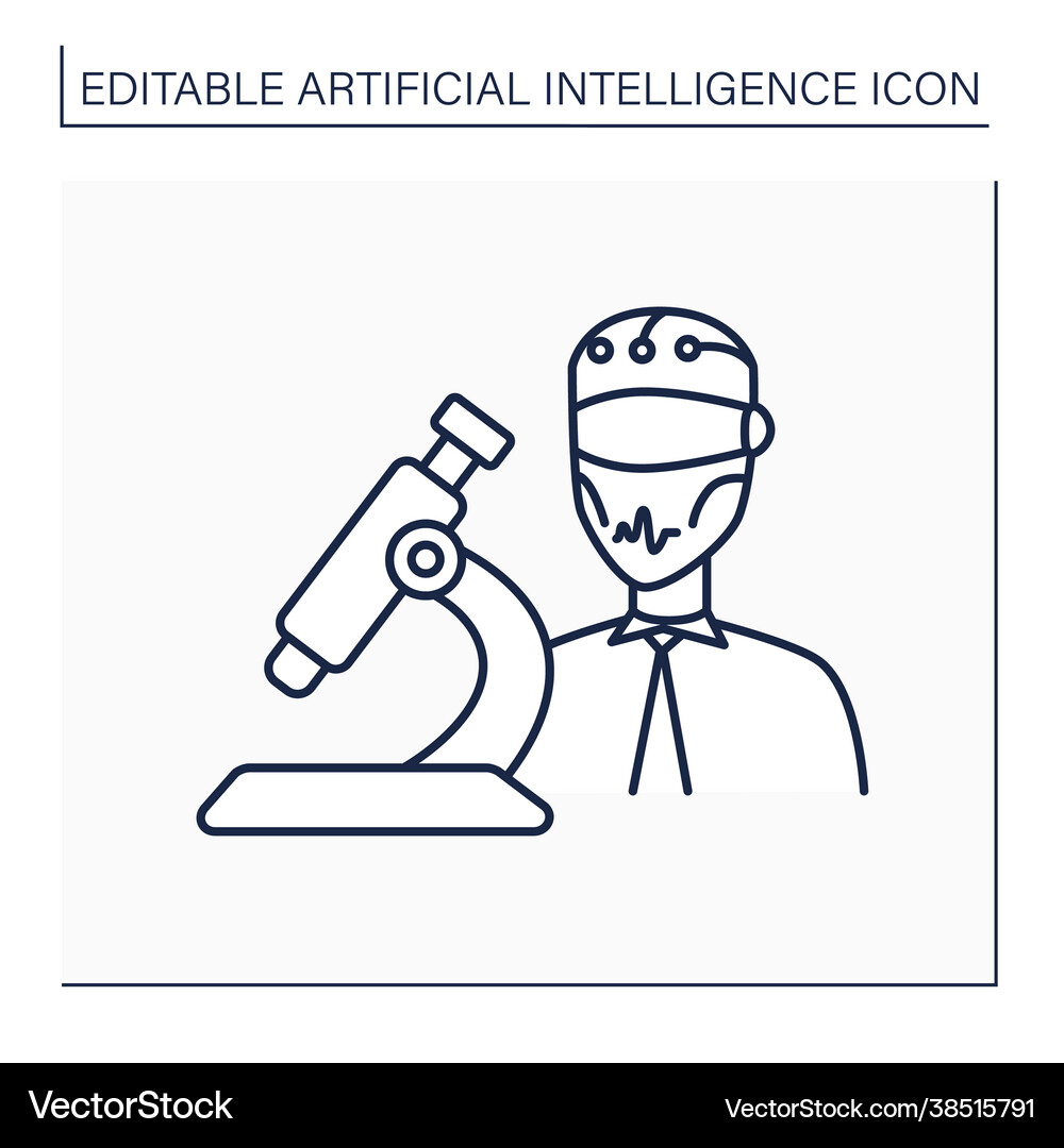 Ai in medicine line icon Royalty Free Vector Image